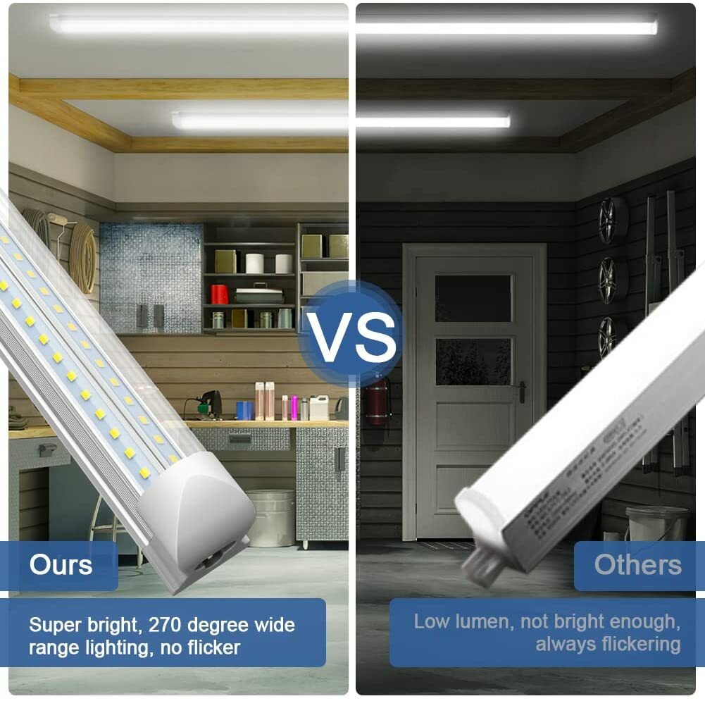 8 Pack 5FT LED Shop Light Fixtures V-shape Linkable 45W T8 5 Foot LED ...