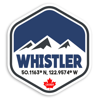 2 x 10cm Whistler Canada Vinyl Stickers Ski Snowboard Luggage Sticker ...