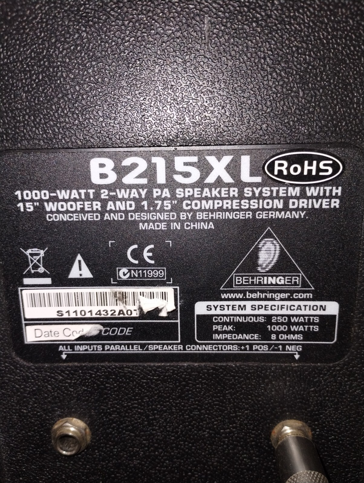 Behringer B215XL 2-Way PA Speaker System 15" Woofer & 1.75" Compression ...