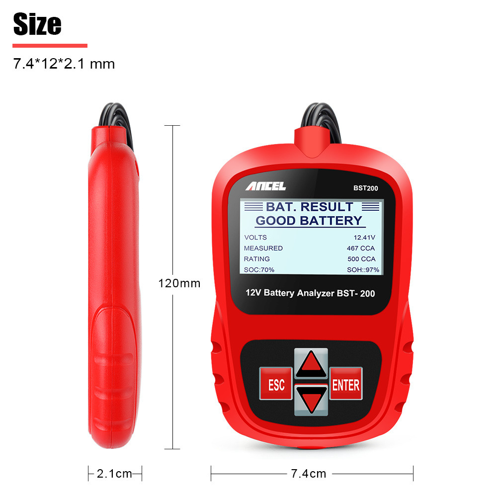 ANCEL BST200 Car Battery Tester 12V 1100CCA Vehicle Analyzer Automotive ...