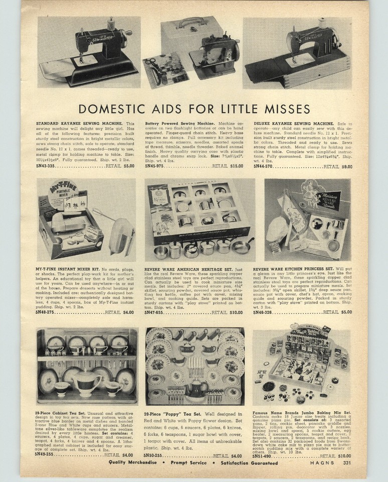 1958 PAPER AD Little Miss Homemaker Doll House Split Level Toy Tea Sets ...