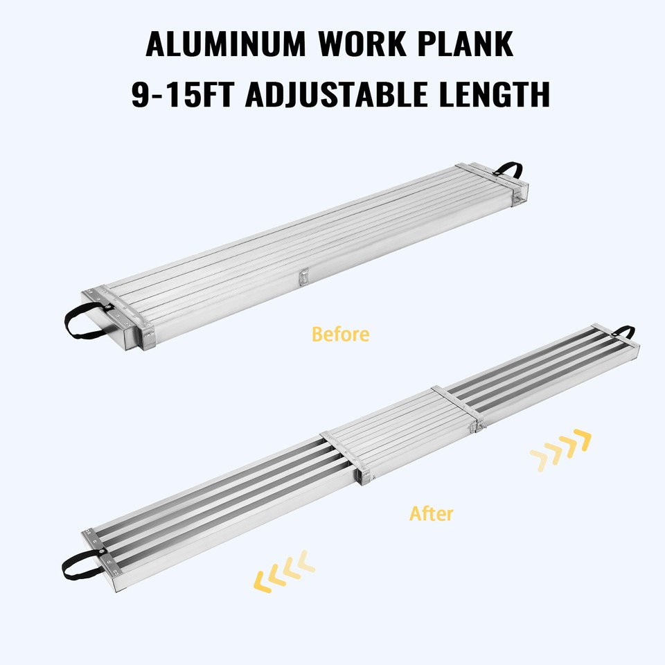 8-13FT/9-15FT Adjustable Telescoping Work Plank 440LBS Capacity ...