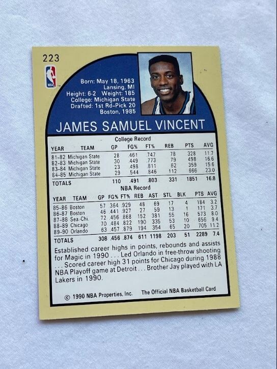 DCC: 1990 NBA Hoops Sam Vincent #223 Michael Jordan #12 NM-MT+ | eBay