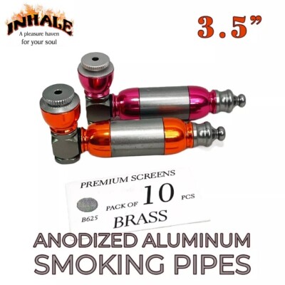 INHALE®️ 2 PCS large Chamber metal Tobacco smoking Pipe w 10 brass ...