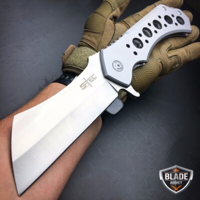 12" GIANT TACTICAL Assisted Open Pocket Knife CLEAVER RAZOR FOLDING ...