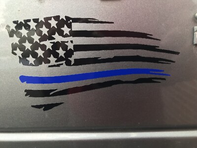 Thin Blue Line American Flag Distressed Police Vinyl Sticker USA ...