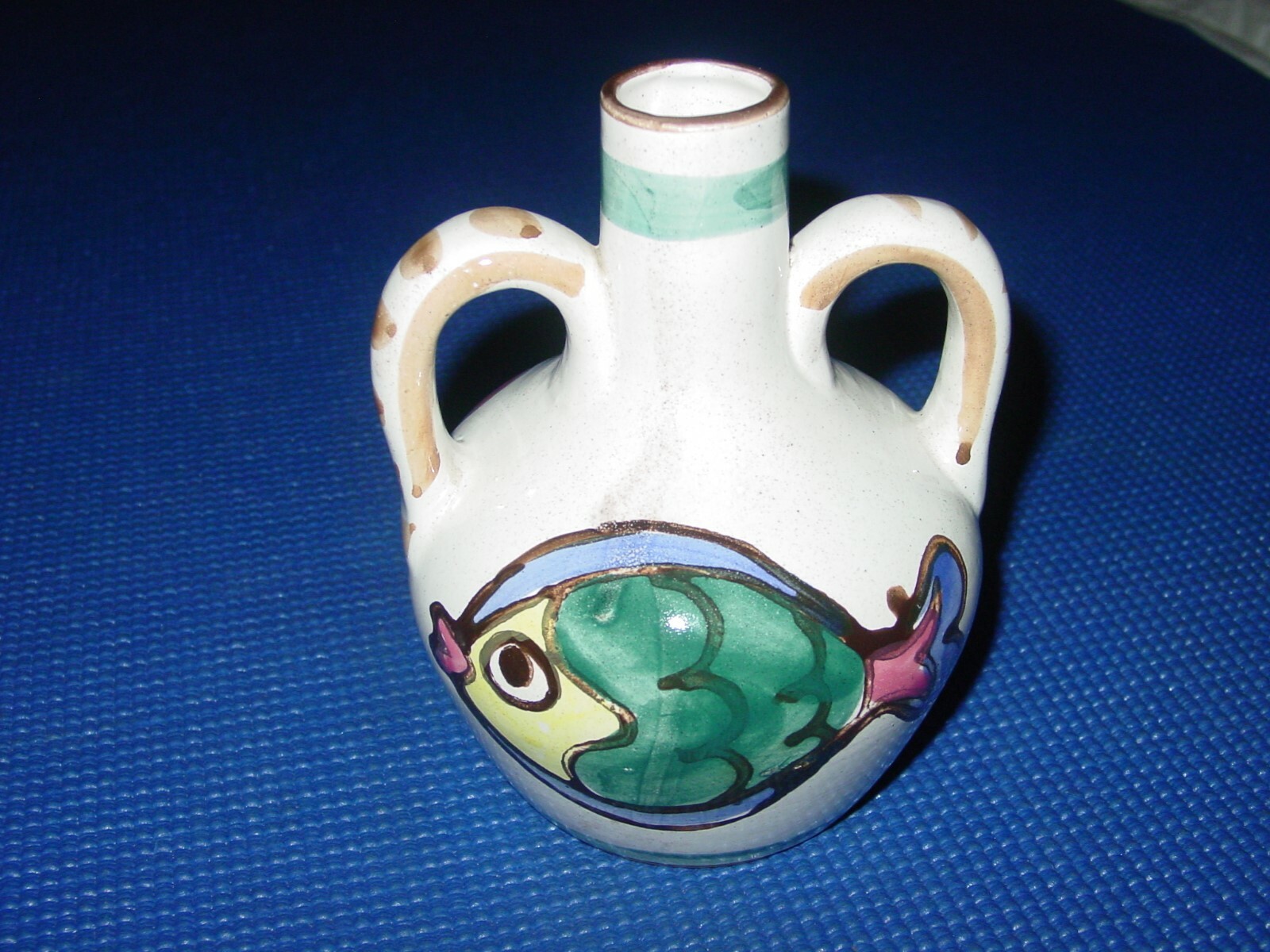 MANN ART D CERAMICA PITCHER VASE BOTTLE FISH POTTERY MID CENTURY MODERN ...