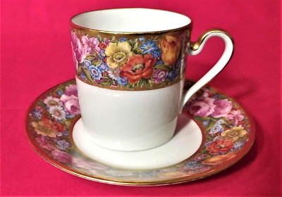 Beautiful Antique Limoges France Floral Band Demitasse Cup & Saucher | eBay