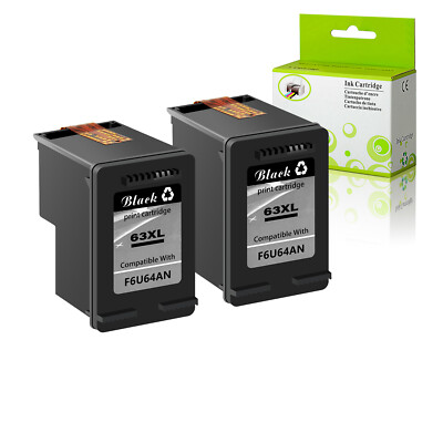 Compatible With HP 2PK 63XL 63-XL Black Ink Officejet 5220 5230 5232 ...