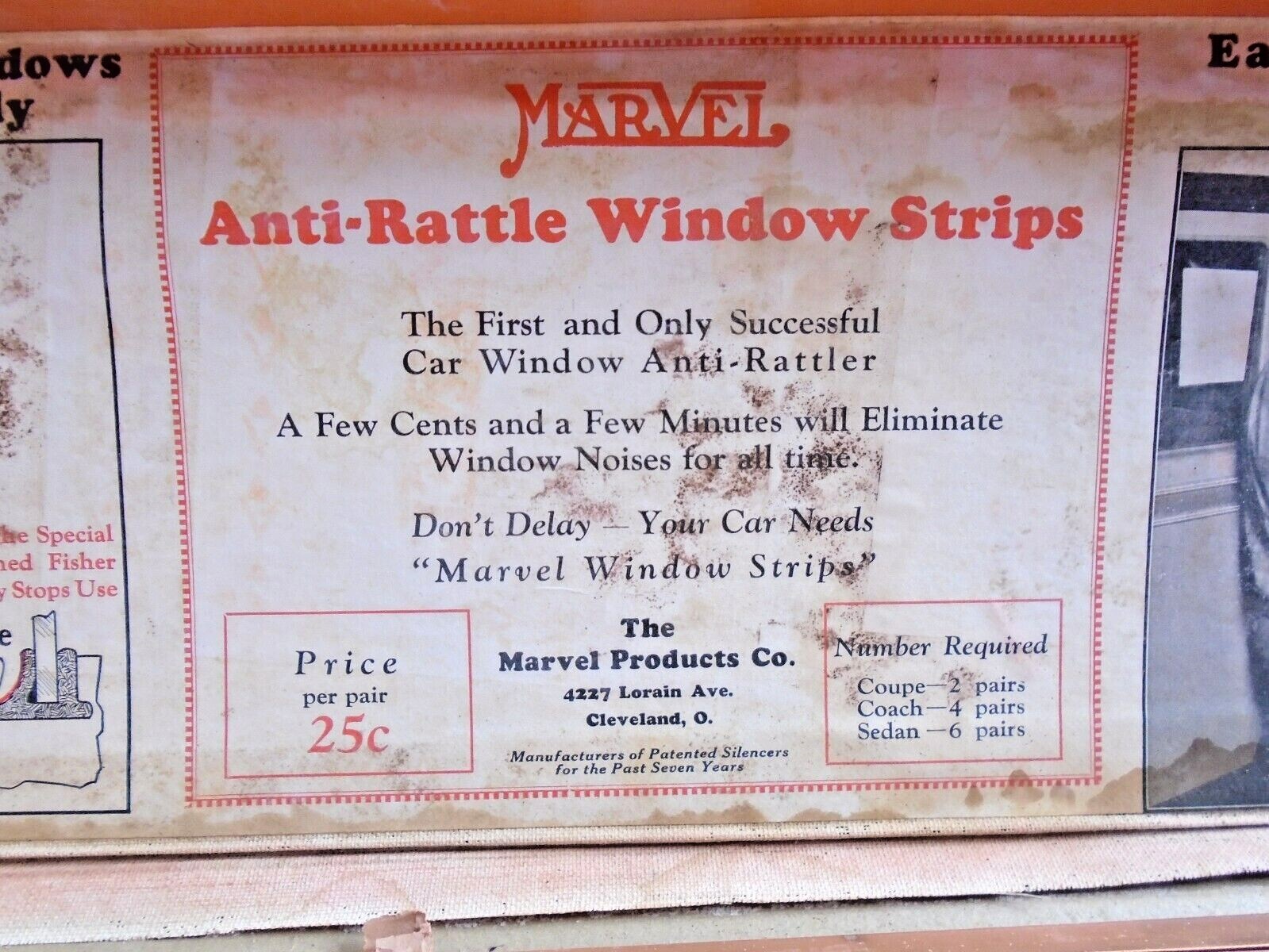 Ford Model A, Model T 1930 1940 Anti-Rattle Window Silencer Strip, Rat ...