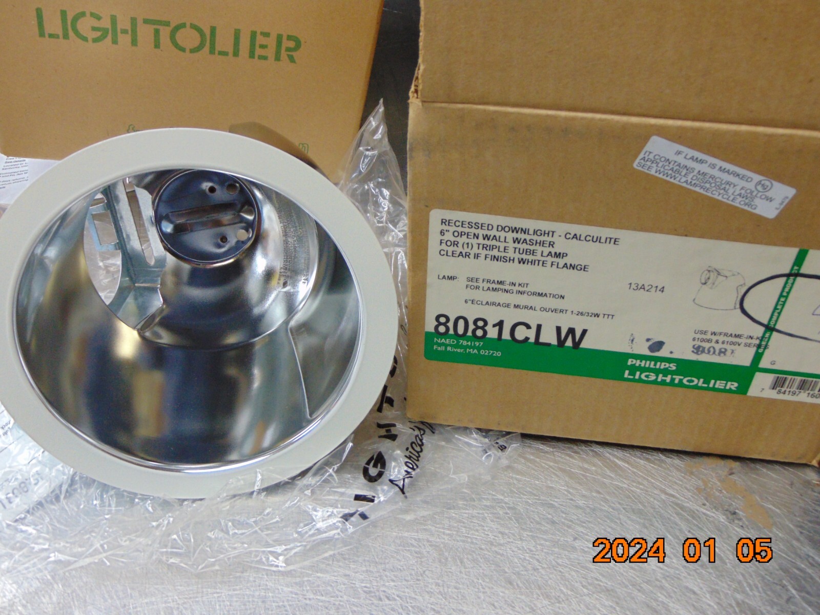 Lightolier Trim 8081CLW Recessed Downlight 6" Open Wall Washer for sale ...