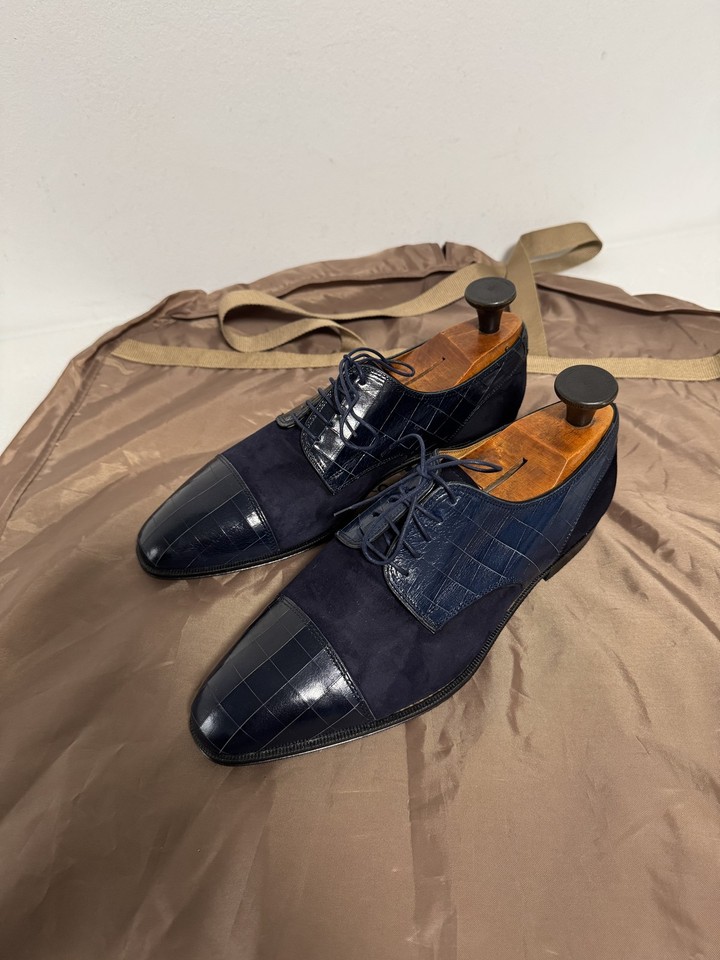 Carlo Morandi Shoes Mens Size 9 Blue Suede Leather Oxford Made In Italy ...