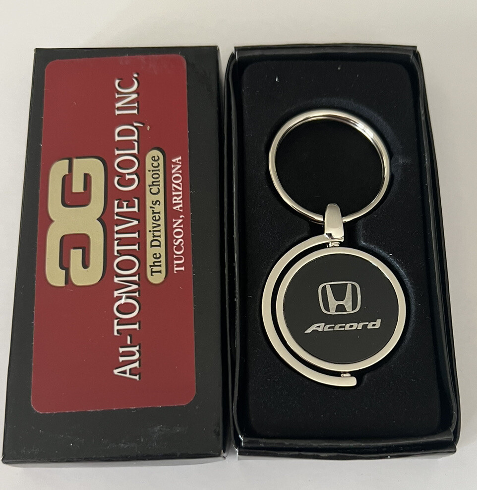 HONDA ACCORD Round Black & Silver Spinning Metal Keychain | eBay