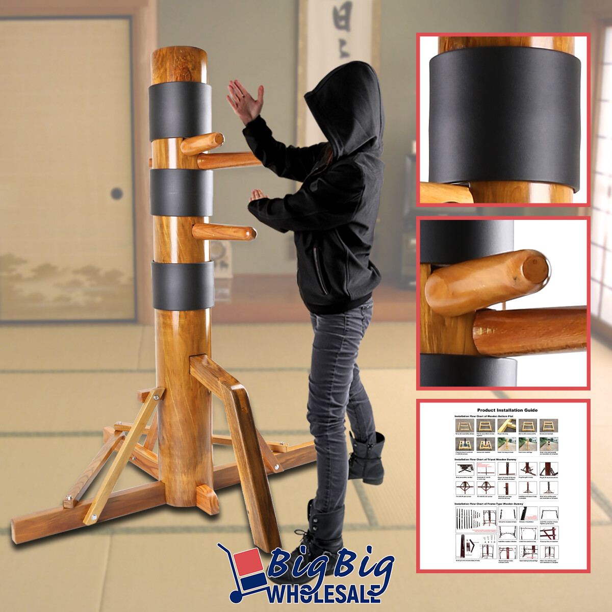 Wing Chun Wooden Dummy Training Target Martial Arts Kung Fu Fighting ...