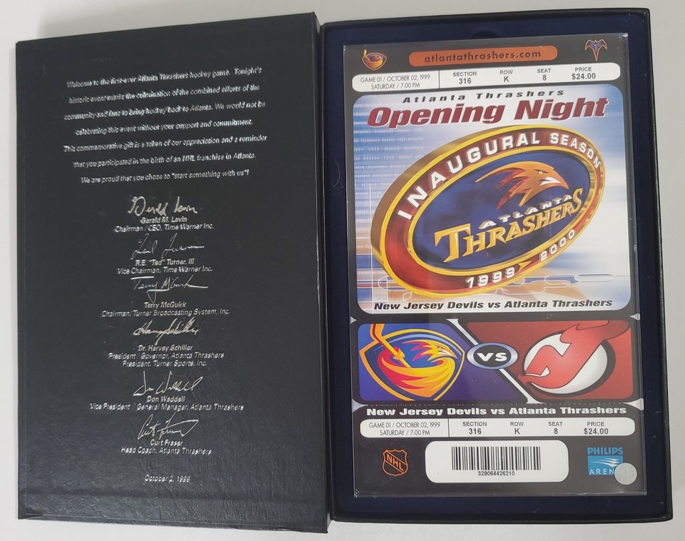 ATLANTA THRASHERS INAUGURAL GAME OCTOBER 2, 1999 PHILLIPS ARENA | eBay