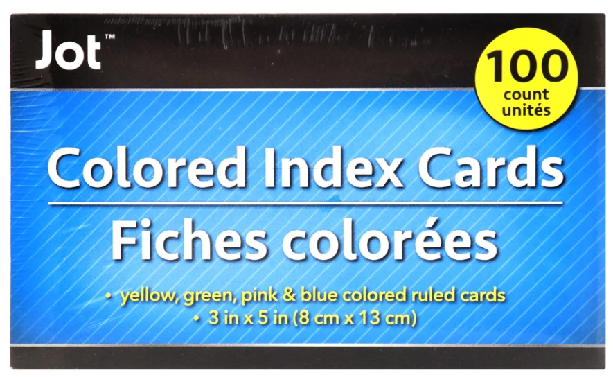 Jot Index Cards Ruled 3 x 5" 100 Cards Ideal for Presentations ...