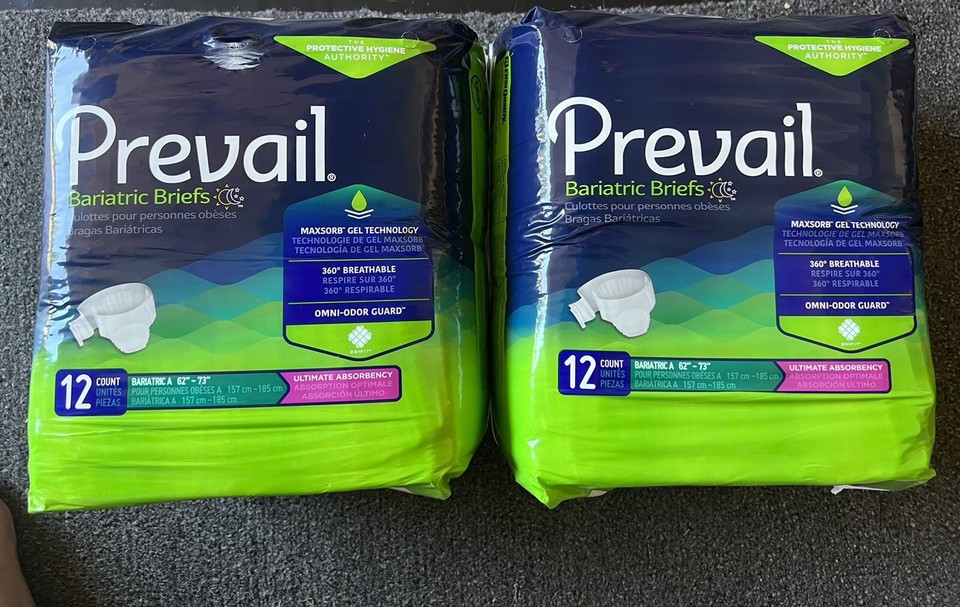 Prevail Briefs Size XXL Bariatric 62"-73" Ultimate Absorbency 24 Count ...