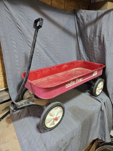 Vintage Radio Flyer 90 Red Pull Wagon Plastic Wheels Toy Child's ...