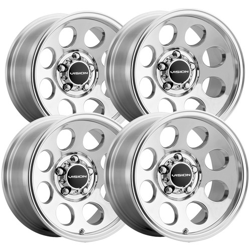 (Set of 4) Vision 56 Midway 15x8 5x4.5" -19mm Polished Wheels Rims 15 ...