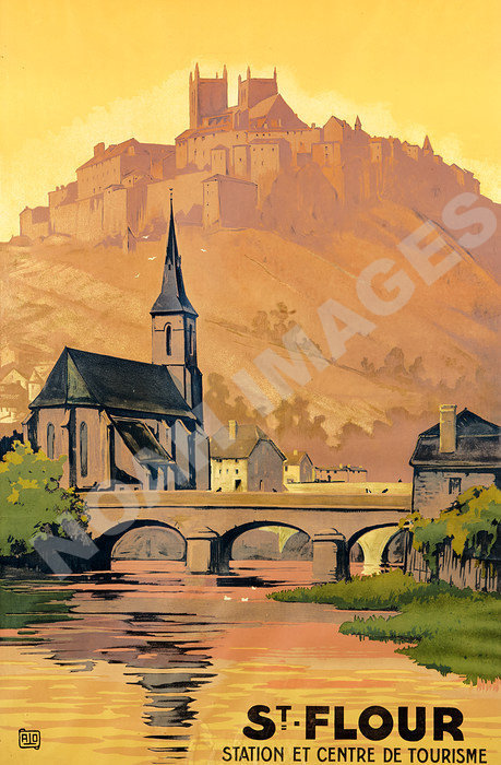 Saint Flour vintage resort train tourisme travel poster repro 12x18 | eBay