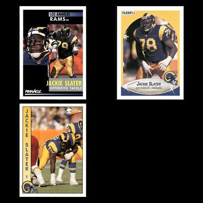 Jackie Slater Lot 3 Football Cards 1991 Pinnacle Los Angeles Rams Set ...
