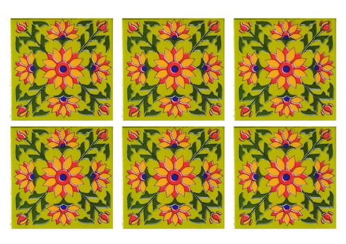 Home Decor Patterned Ceramic 4x4 inch Tiles Decorative Pack of 6 Tiles ...