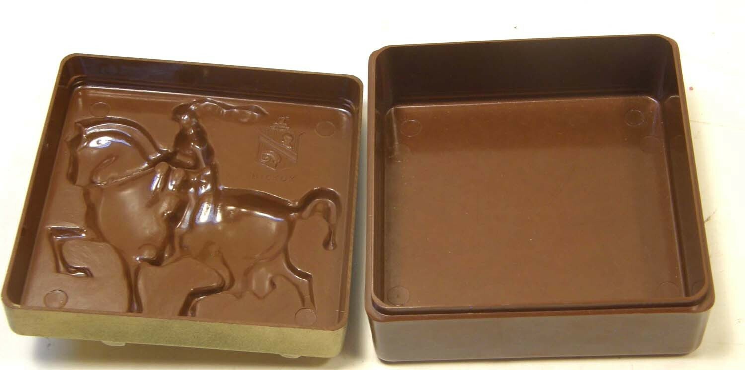 VINTAGE HICKOK HARD PLASTIC CUFFLINK TRINKET JEWELRY BOX HORSE & KNIGHT ...