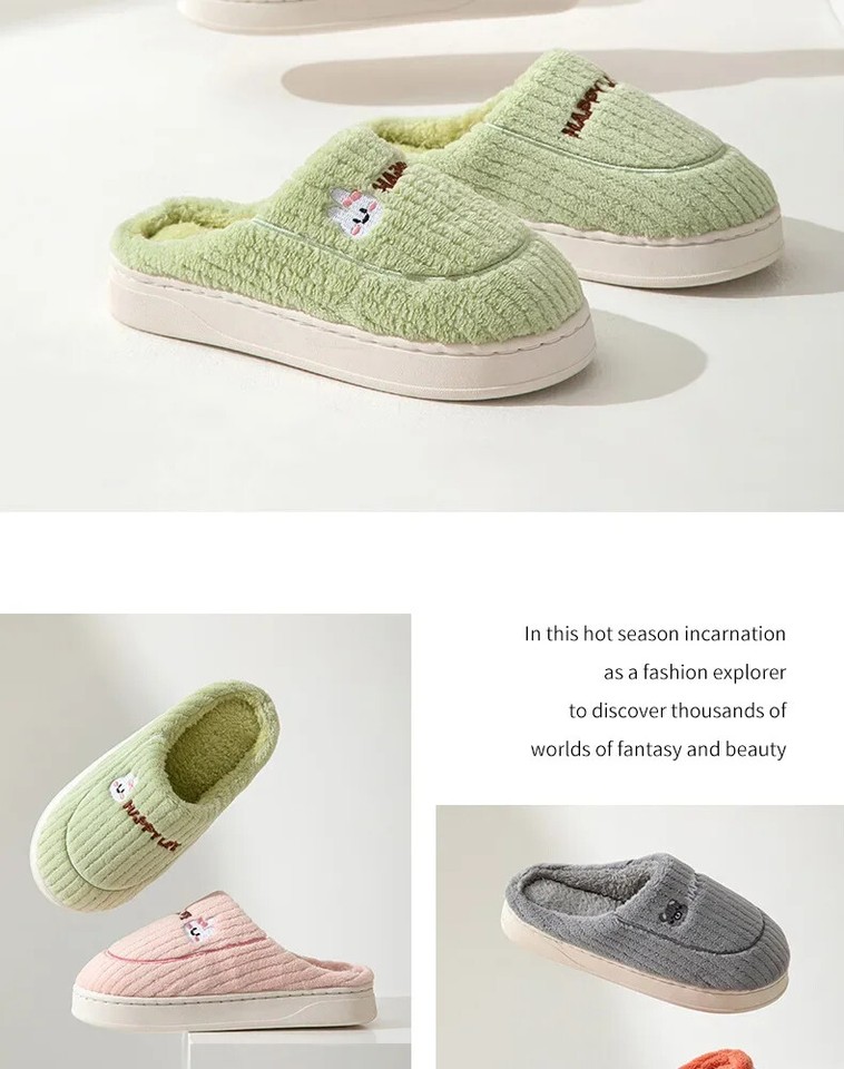 Short Plush Warm Indoor Casual Soft Soled Cotton Slipper Non-slip Shoe ...