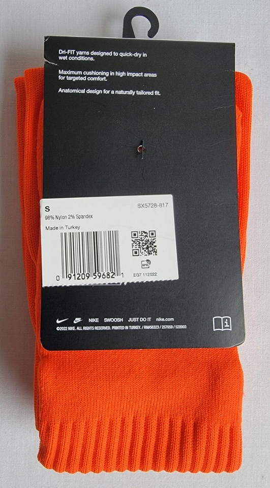 Unisex Size Small (4-6 Women/3Y-5Y) Orange Nike Classic Soccer Socks ...