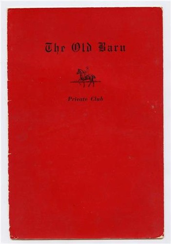 The Old Barn Menu Private Club Parkside Ave Burbank Illinois 1955 | eBay