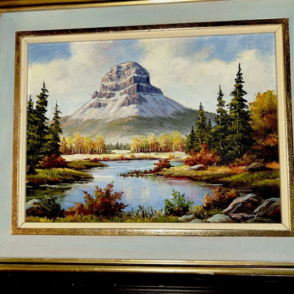 Crowsnest Mountain By j girhiny Oil Painting Original Framed | eBay UK