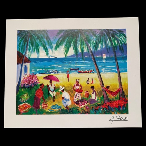 Jean Claude Picot Seriolithograph Print La Plage de la Saline w/ COA ...