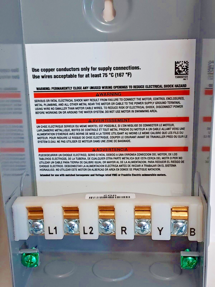 VMC Submersible Motor Control Box 230 Volt, 0.5 HP Model 14940943 Open ...