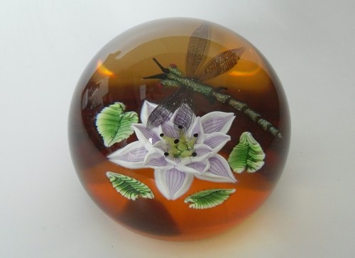 Ltd Ed Caithness "Dragonfly & Waterlilies" Paperweight(65/250) William ...
