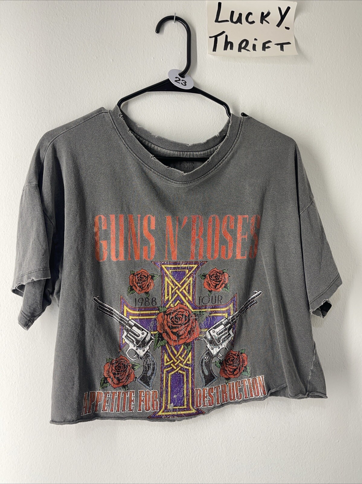 🔥 Official Guns N Roses Gray Crop Top Womens Shirt 1… - Gem
