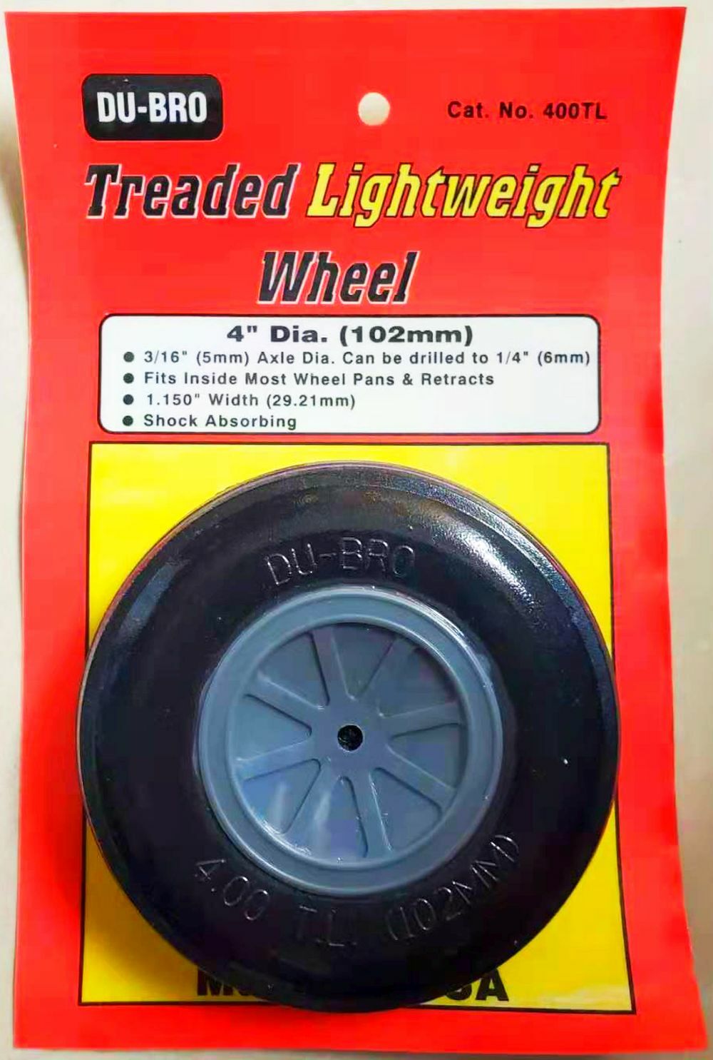 Dubro #400TL Treaded Lightweight Wheel (4" Diameter 102mm) for RC ...