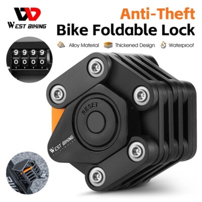 WEST BIKING 4 Digit Code Bicycle Folding Lock Anti Theft E-bike Chain ...