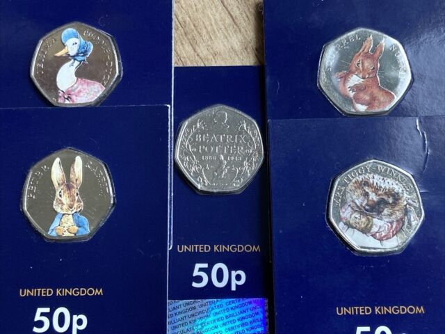 Coin Shop Treasures Beatrix Potter 50p Coins Peter Jemima Full Sets ...
