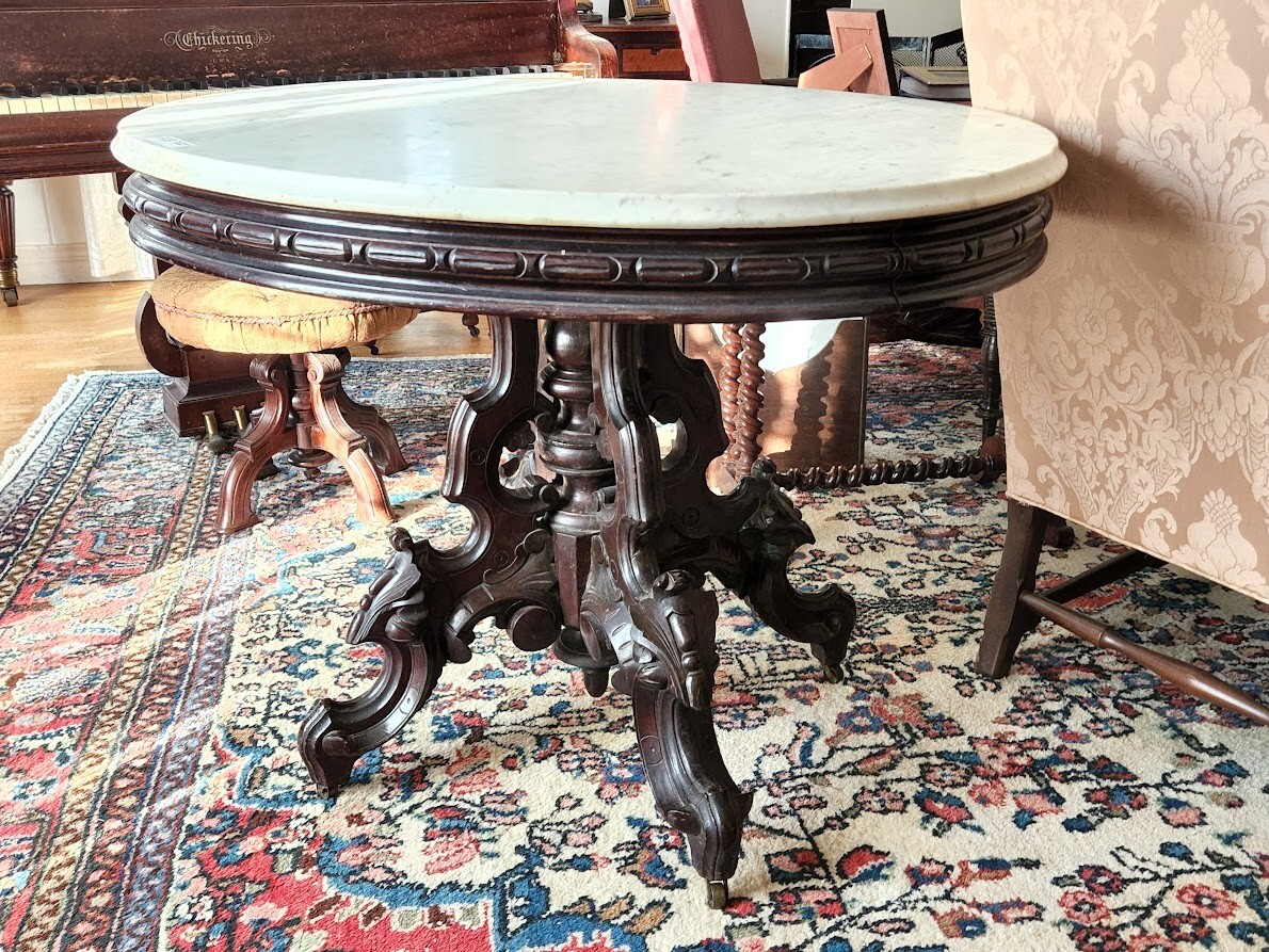 Center Parlor TABLE, Thomas Brooks NYC, Renaissance Victorian, Marble ...