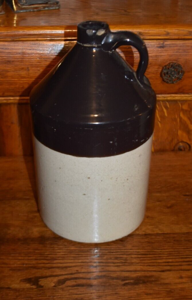 Vintage RCP Co Primitive Stoneware Pottery Moonshine Jug Pitcher Handle ...
