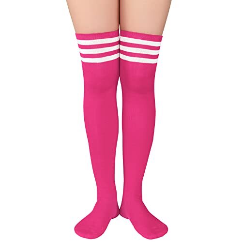 Pink Thigh High Socks Pink Socks Pink Tube Socks for Cosplay Athletic ...