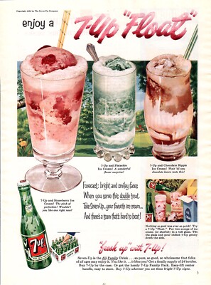 VINTAGE 1954 Seven Up 7-UP “float” Bottles print ad | eBay