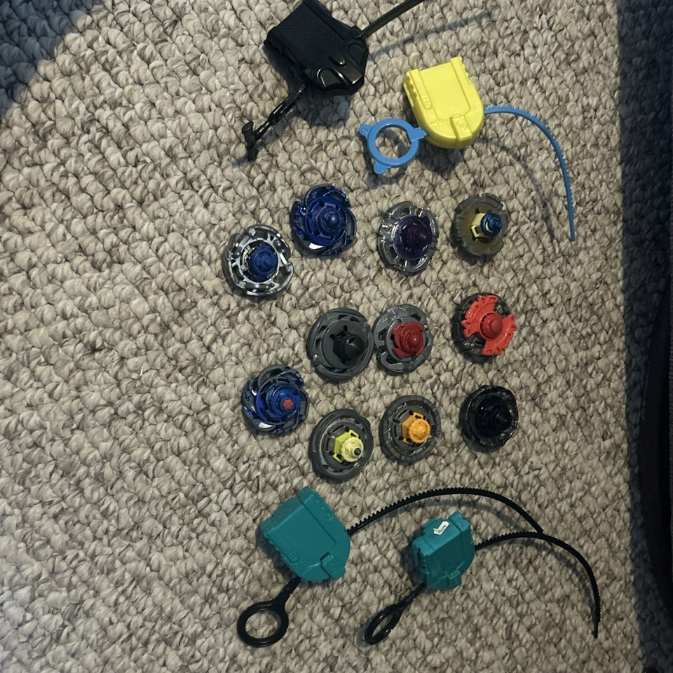 Beyblade Metal Fight Rare Assorted Parts 11 Beyblades And 4 Launchers ...