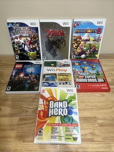Nintendo Wii Game Lot Of 7 Games, Mario, Zelda, Lego, Band Hero, Adult ...