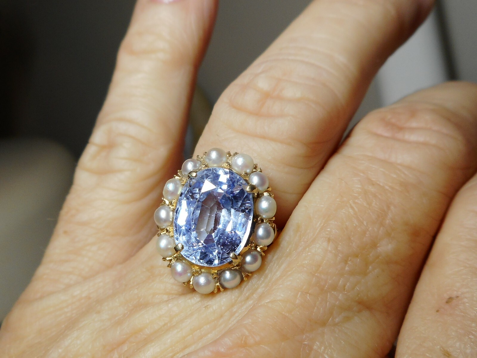 Ring Natural Periwinkle Blue Sapphire Cultured Freshwater Pearl | eBay