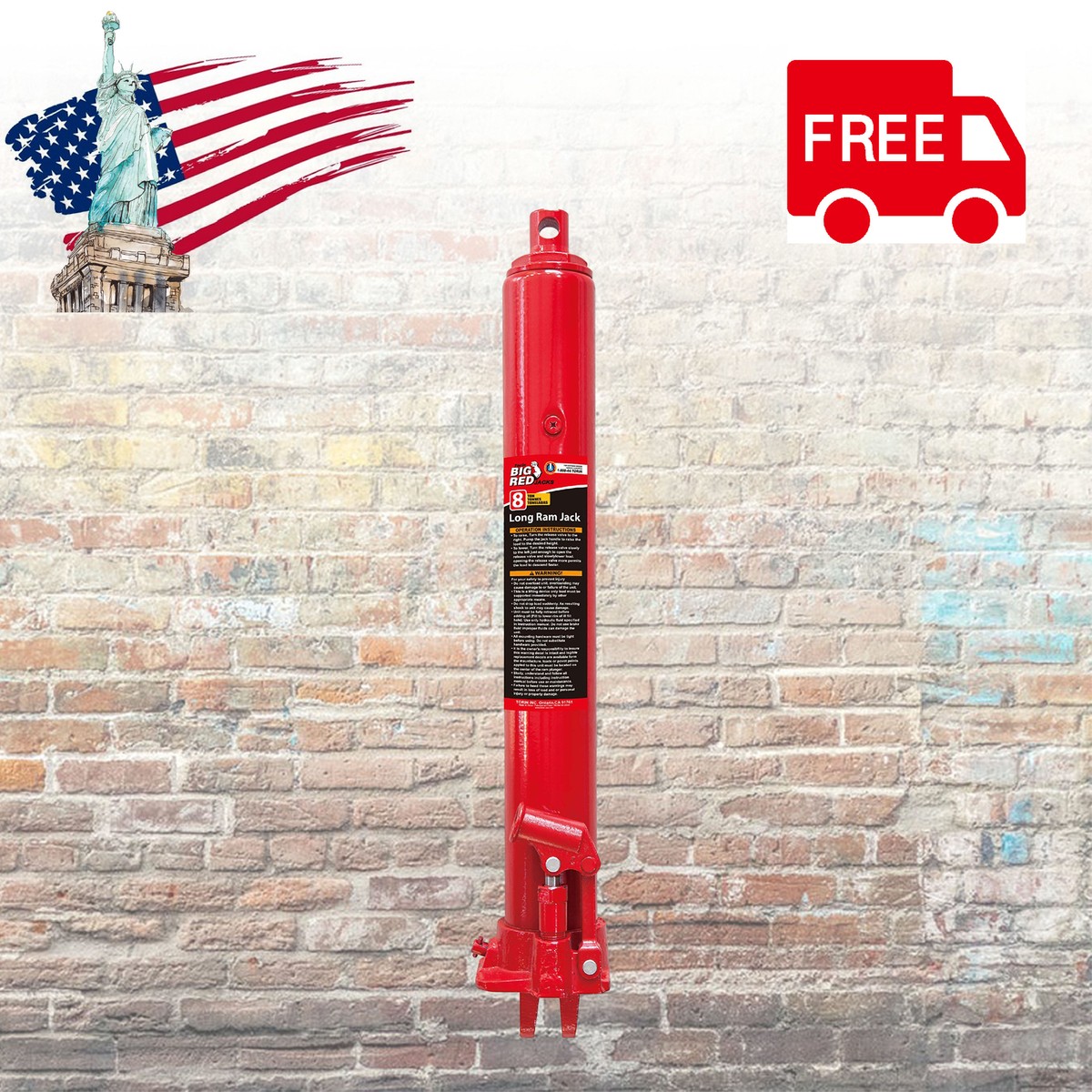 8 Ton 16000 Lb Capacity Jack Big RED Torin 8-Ton Hydraulic Long Ram ...