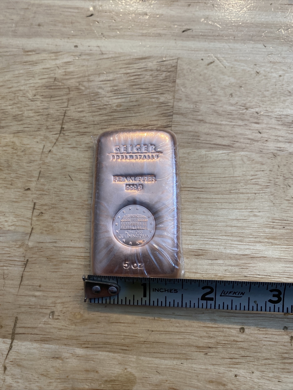 Geiger Edelmetalle Copper Bar 999.9 Pure 5 Ounce INVESTMENT PAPERWEIGHT ...