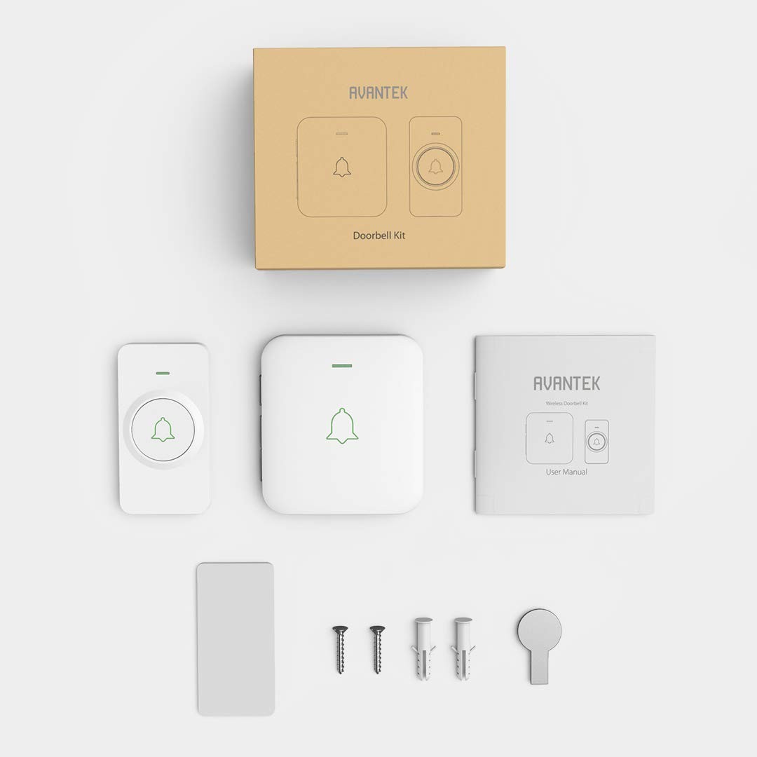 Avantek Wireless Doorbell, Mini Waterproof Door Bell Chime Operating A ...