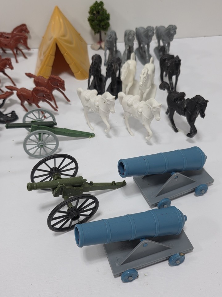 Civil War Army Men To Action Canons Trees Fence Deluxe Playset 120pc NO ...