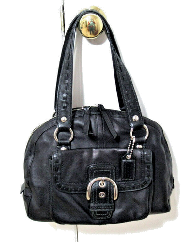COACH SOHO COURTNEY Large Black Leather Dome Satchel Bag Purse Handbag ...